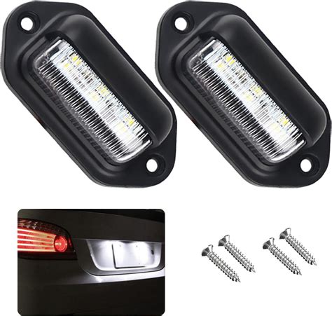 2 luces LED para placa de matrícula de 12 a 24 V impermeables 6 LED
