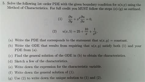solve the following 1st order pde with the given