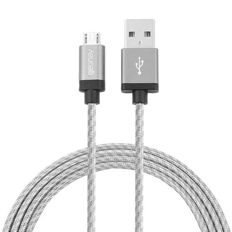 Cabo Micro USB Premium Geonav 1 5m Nylon Trançado Titanium MIC15T