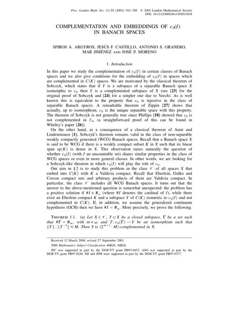 pdf complementation and embeddings of c0 i in banach spaces