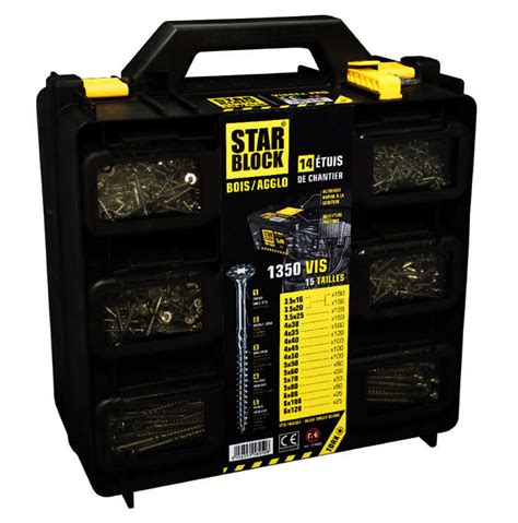 Coffret vis en acier zingué STARBLOCK Boîte de 1350 pièces BigMat