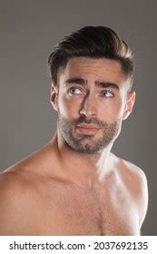Portrait Handsome Naked Man On Gray Stock Photo 2037692135 Shutterstock