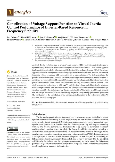 pdf contribution of voltage support function to virtual inertia control performance of
