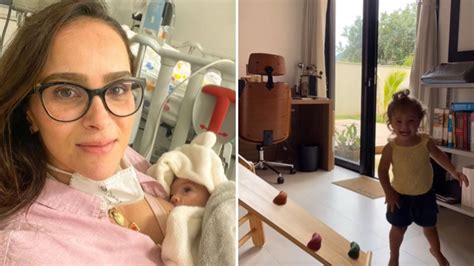 Esposa de Juliano Cazarré volta para casa após 5 meses a filha no