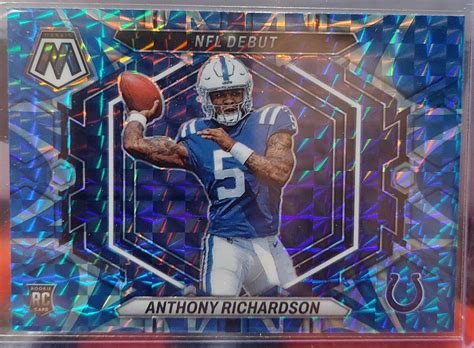 2023 Panini Mosaic Anthony Richardson NFL Debut Reactive Blue Mosaic