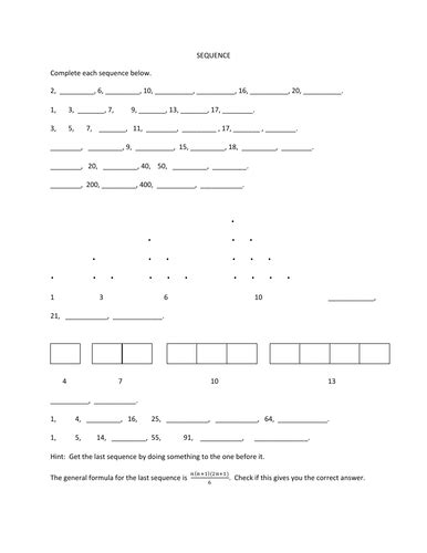 sequences and nth term of triangular sequence teaching resources