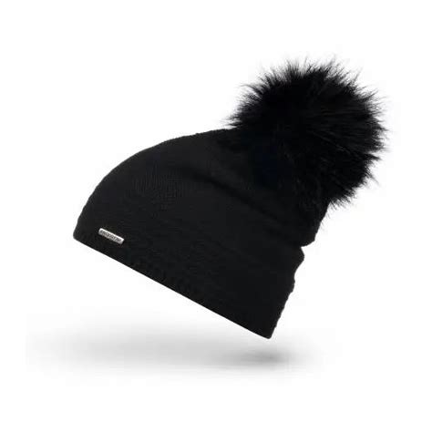 Modna damska czapka z pomponem cz28 brodrene czarna brødrene GENTLE MAN