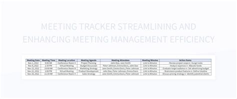 Free Meeting Tracker Templates For Google Sheets And Microsoft Excel