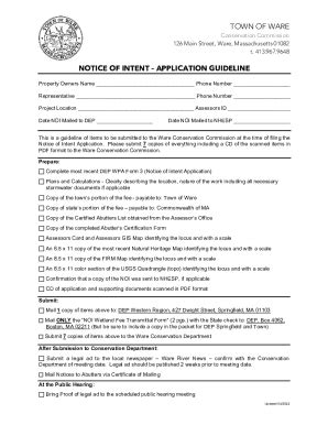 Fillable Online NOTICE OF INTENT APPLICATION GUIDELINE Fax Email Print