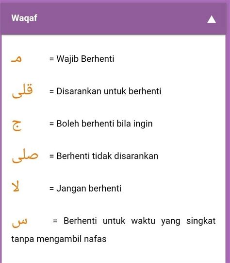 Macam Macam Tanda Waqaf Dan Artinya