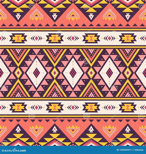 Tribal Aztec Geometric Seamless Pattern Stock Vector Illustration Of