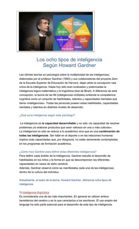 Los ocho tipos de inteligencia Según Howard Gardner