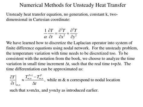 ppt numerical methods for unsteady heat transfer powerpoint presentation id 4725987