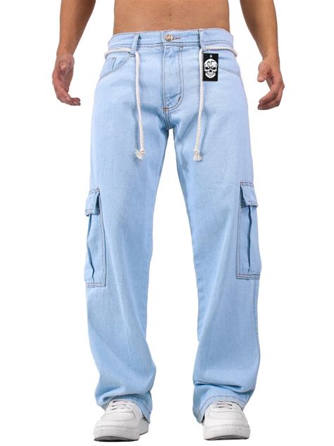 Calça Jeans Masculina Balão Cargo Skatista Dazzling Azul Claro Compre