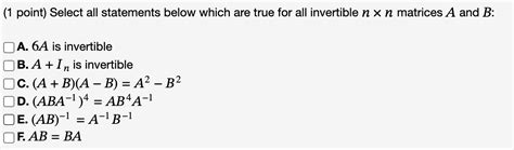 solved 1 point select all statements below which are true