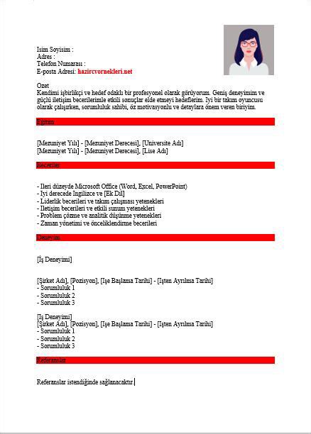 Boş Cv Pdf Örnekleri Hazır Cv Örnekleri
