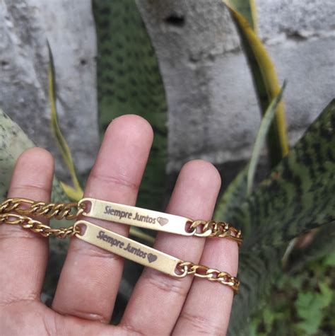 Par De2 Esclavas Para Pareja Personalizadas A Tu Gusto Acero Meses