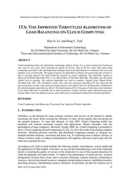 ita the improved throttled algorithm of load balancing on cloud computing pdf