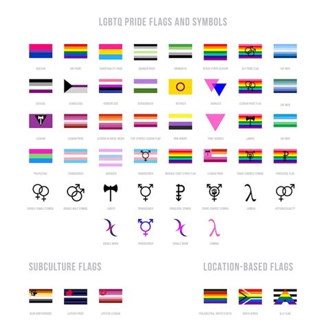 Colección de banderas y símbolos lgbt Vector Premium