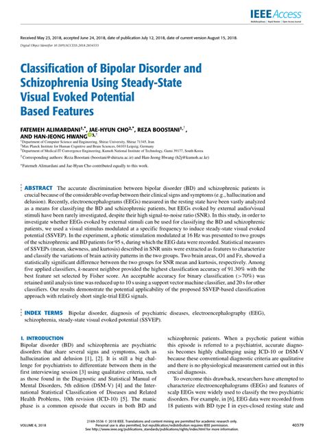 pdf classification of bipolar disorder and schizophrenia using steady state visual evoked