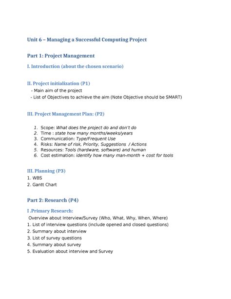 asm1 template assignment 1 guide unit 6 managing a successful computing project part 1