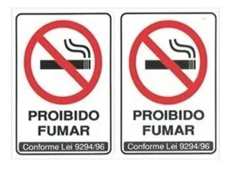 Kit 2 Adesivos Proibido Fumar 2 Unidades Placa de Sinalização de