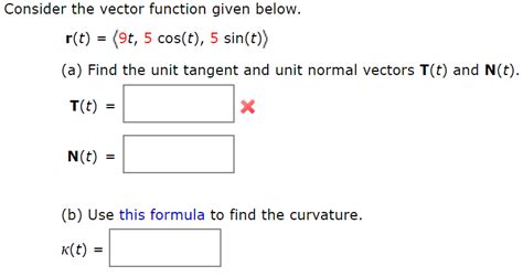 solved consider the vector function given below r t 9t 5