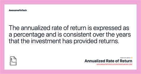 Annualized Rate Of Return AwesomeFinTech Blog