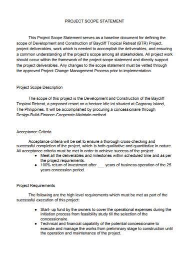 free 13 project scope statement samples in pdf ms word