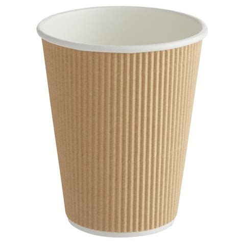Choice 12 Oz Double Wall Ripple Kraft Paper Hot Cup 25 Pack