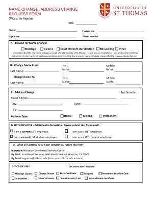 Fillable Online NAME CHANGE ADDRESS CHANGE REQUEST FORM Fax Email