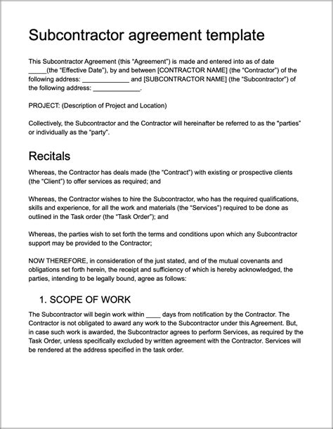 Free Subcontractor Agreement Template In PDF Signeasy