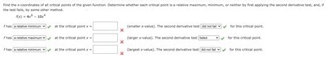 solved find the x coordinates of all critical points of the