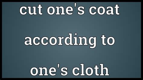 Cut One S Coat According To One S Cloth Meaning YouTube