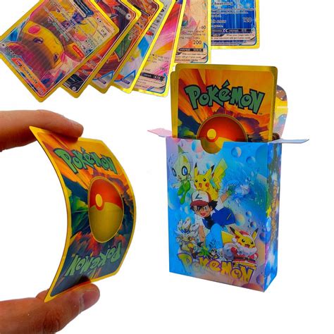 Karty Pokemon Kolorowe 3d Trójwymiarowe 50 Sztuk Idealny Prezent Dla