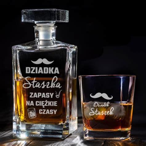Karafka z Grawerem i Szklanka Do Whisky dla Dziadka Prezent na Dzień