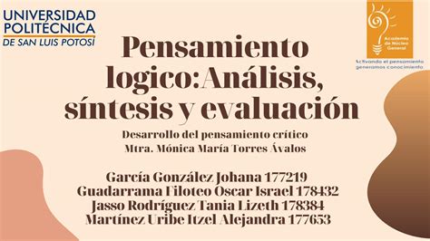 SOLUTION Pensamiento L Gico An Lisis S Ntesis Y Evaluaci N Studypool