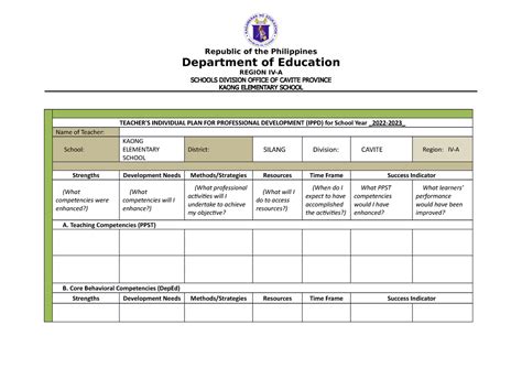 IPPD Template 2022 2023 Republic Of The Philippines Department Of