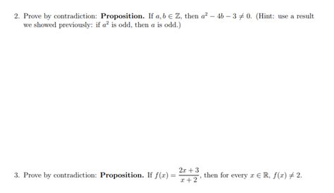solved 2 prove by contradiction proposition if a b∈z