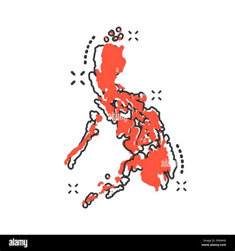 Vector Cartoon Philippines Map Icon In Comic Style Philippines Sign