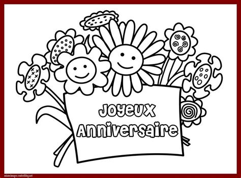 Anniversaire Coloriage Joyeux Anniversaire Fleurs