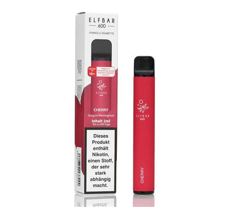 Elf Bar 600 Cherry Aroma Einweg E Shisha 20mg Nikotin EvoCigs