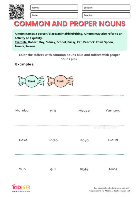 Proper And Common Noun Worksheets