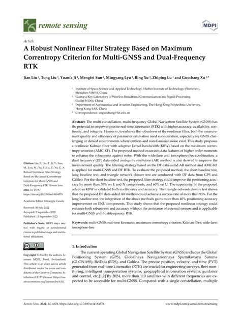 pdf a robust nonlinear filter strategy based on maximum correntropy criterion for multi gnss