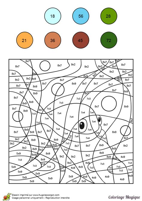 Dessin Colorier Magique Multiplication Un Petit Poisson