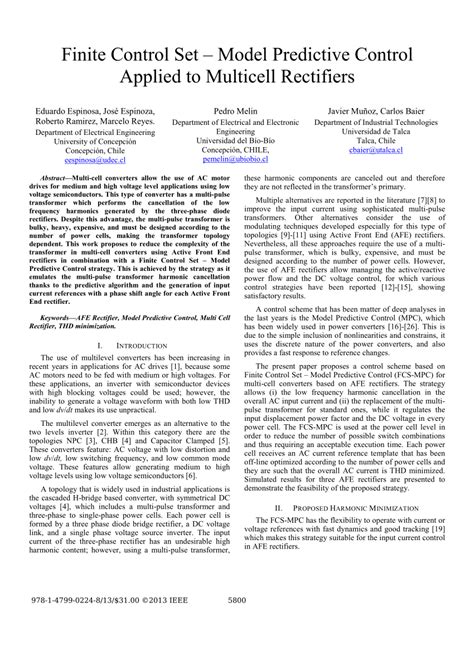 pdf finite control set model predictive control applied to multicell rectifiers