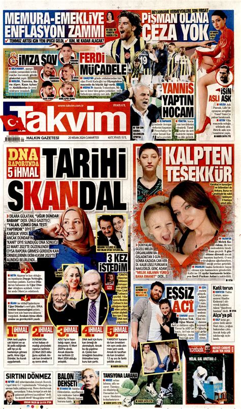 Takvim Gazetesi Takvim Manşet Oku Haberler 20 Nisan 2024