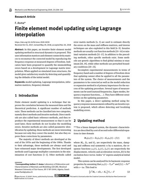 PDF Finite Element Model Updating Using Lagrange Interpolation