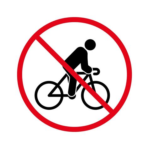 No Allowed Cyclist Black Silhouette Icon Warning Prohibited Rider