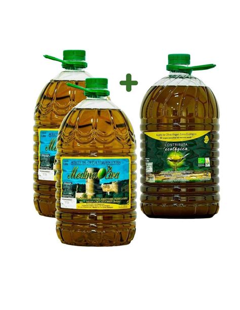 Aceite de Oliva Pack 3ud 5L 2 Virgen Extra 1 Virgen Extra Ecológico